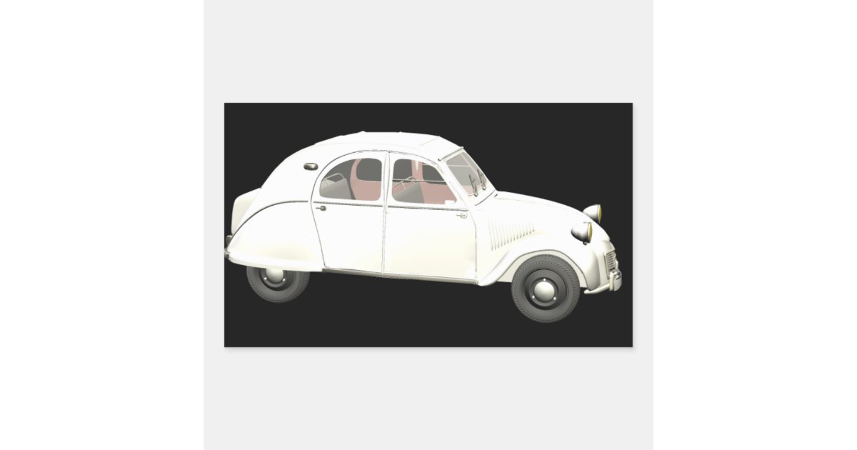 White Citroen 2CV Rectangular Sticker | Zazzle