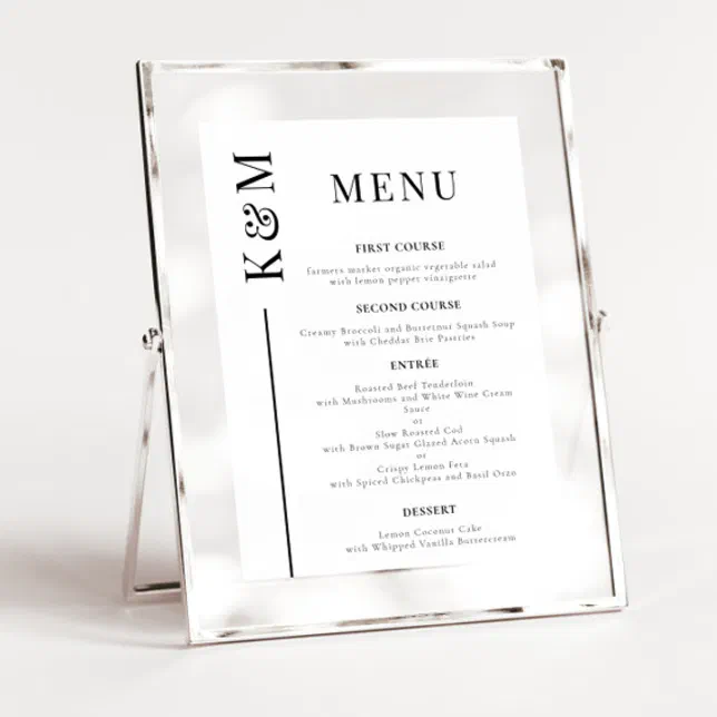 White Clean Line Wedding Dinner Menu | Zazzle