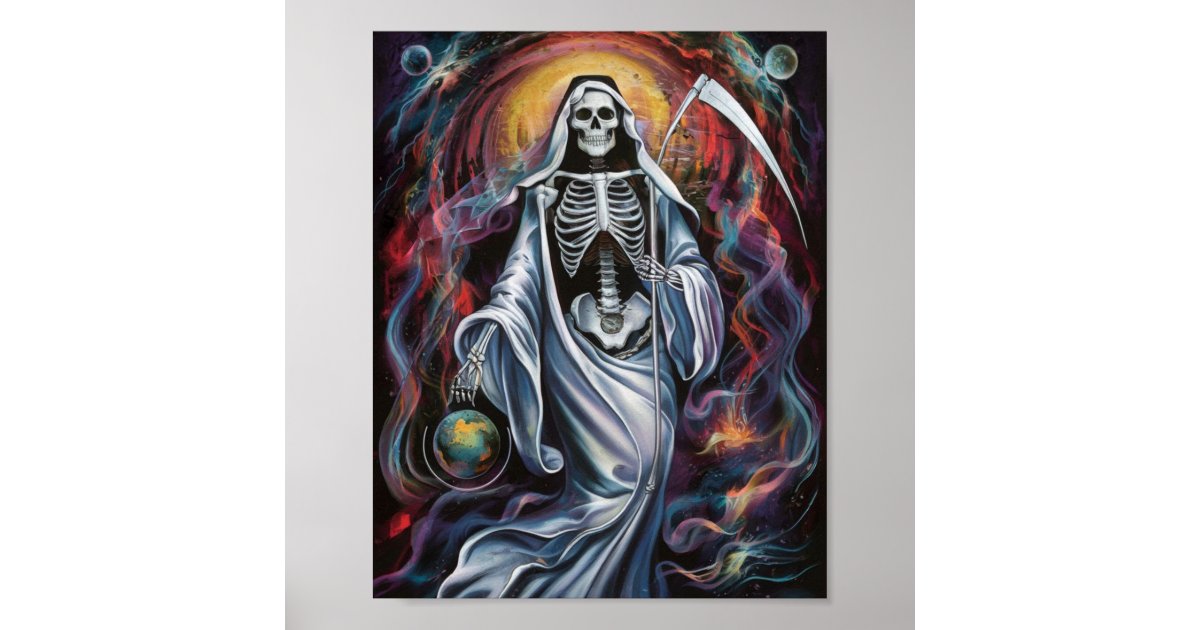 White Cloak Santa Muerte Poster | Zazzle