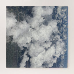 White Clouds Blue Sky Pattern Jigsaw Puzzle | Zazzle
