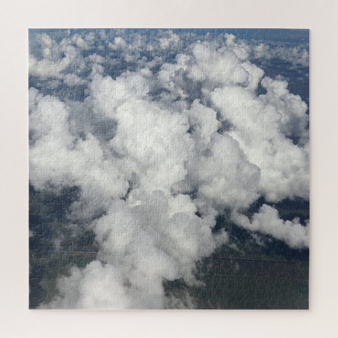 White Clouds Blue Sky Pattern Jigsaw Puzzle | Zazzle