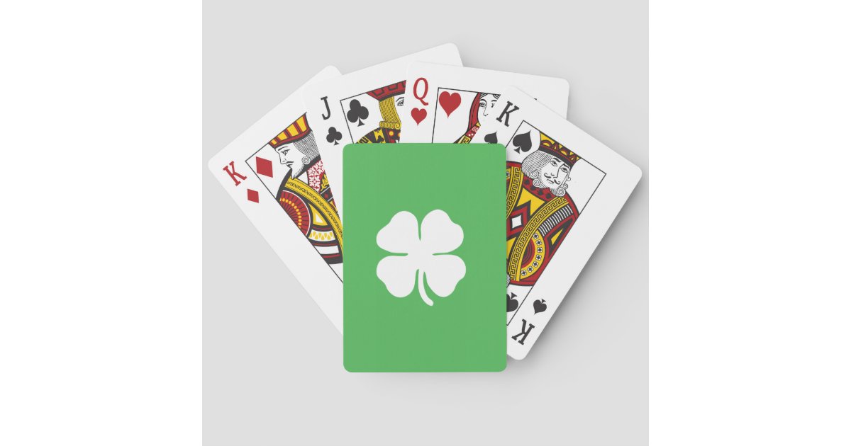 White Clover Leaf Playing Cards | Zazzle