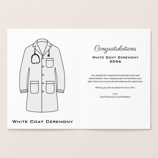 White Coat Ceremony Congratulations New Doctor Foil Card | Zazzle