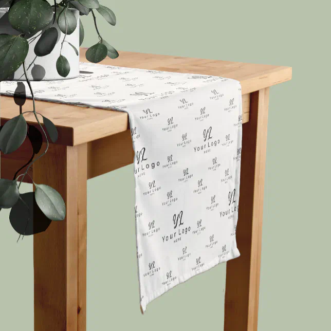 White Company Logo pattern, Business Trade Show Short Table Runner | Zazzle