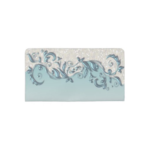 White Confetti Glitter & Blue Metallic Checkbook Cover | Zazzle