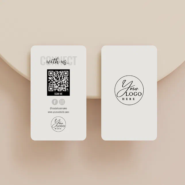 White Connect With Us Social Media QR Code Bu Business Card | Zazzle