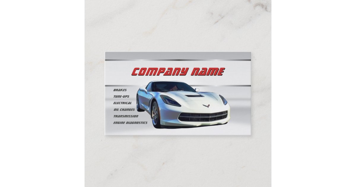 White Corvette Business Cards | Zazzle