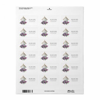WHITE COUNTRY RUSTIC FLORAL BIRD HOUSE ADDRESS LABEL | Zazzle
