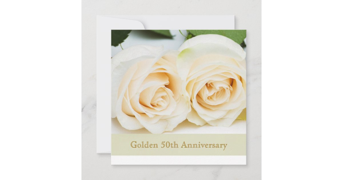 White cream roses, 50th Wedding Anniversary Invitation | Zazzle