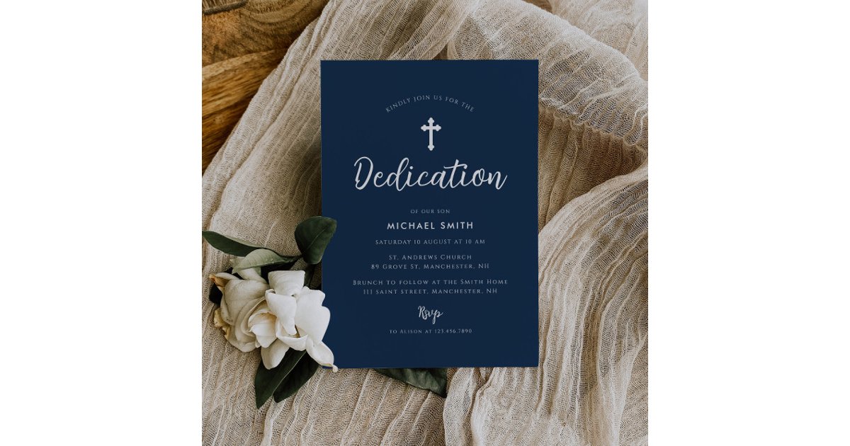 white cross modern dedication invitation | Zazzle