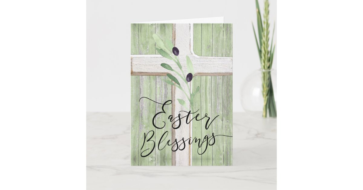 white cross olive branch Easter Blessings Card | Zazzle