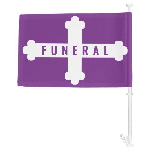 White Cross Purple Funeral Procession Car Flag | Zazzle