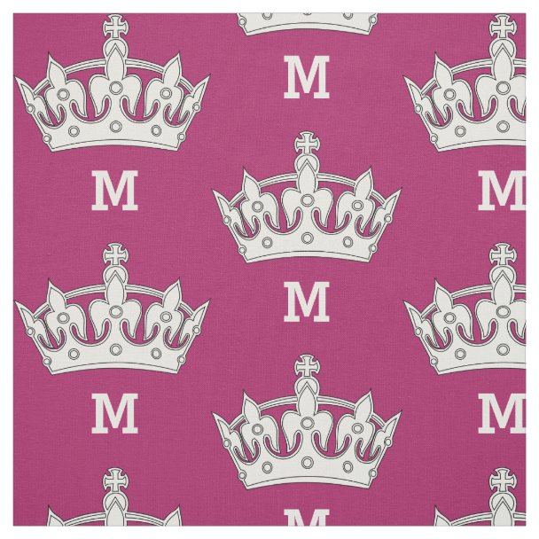 White Crown Monogram Personalized Fabric | Zazzle
