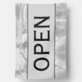 White Crystal Silver Glitter Agate Open Sign Flag | Zazzle