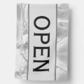 White Crystal Silver Glitter Agate Open Sign Flag | Zazzle