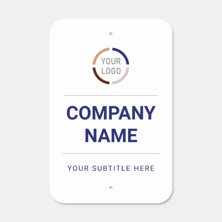 White custom business corporate logo metal sign | Zazzle