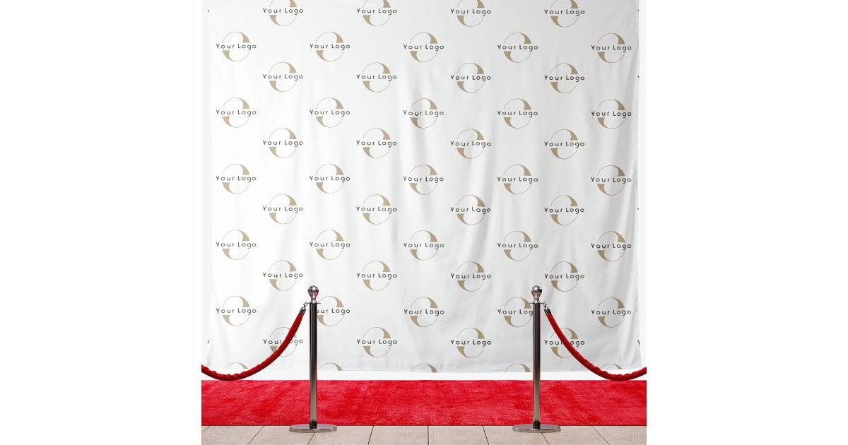 White Custom Business Logo Backdrop Minimal | Zazzle