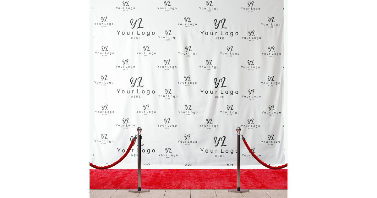 White Custom Business Logo Backdrop Trade show | Zazzle