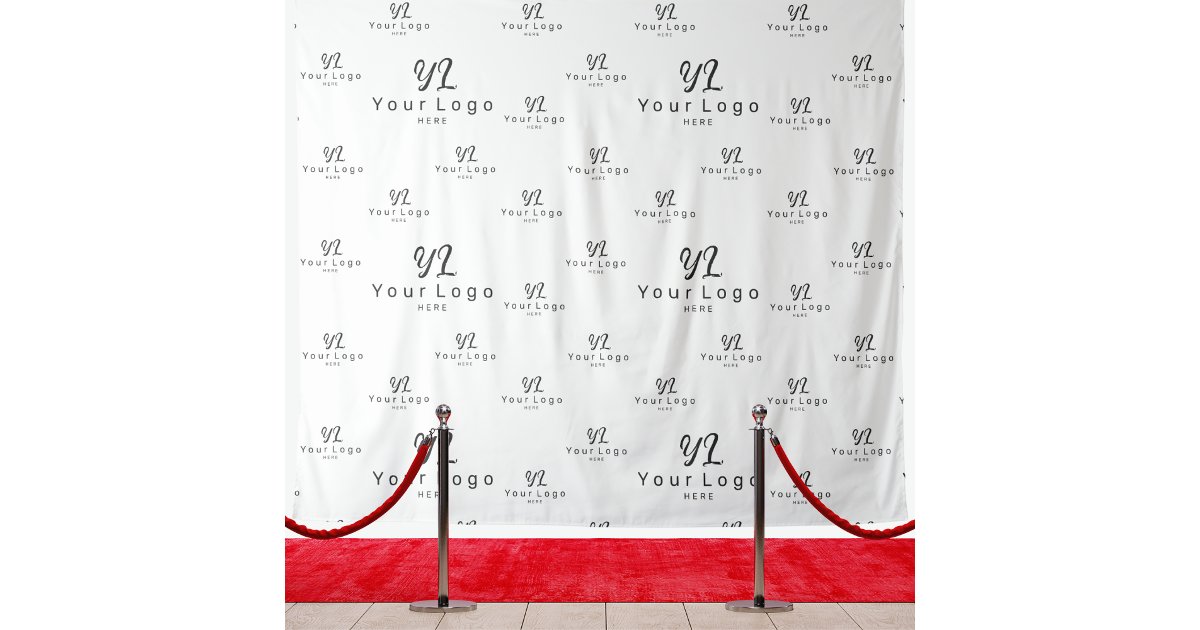 White Custom Business Logo Backdrop Trade show | Zazzle