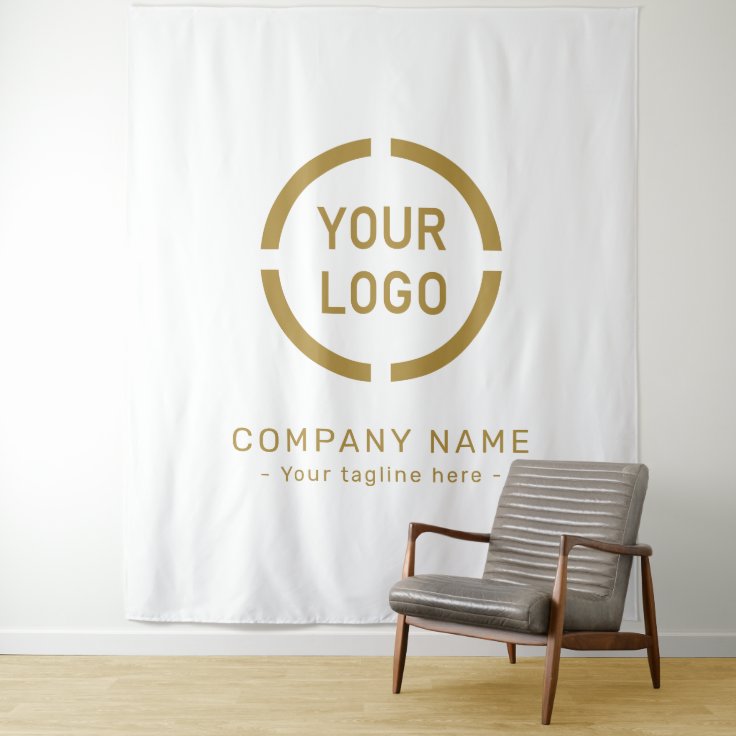 White Custom Company Logo Backdrop For Events | Zazzle