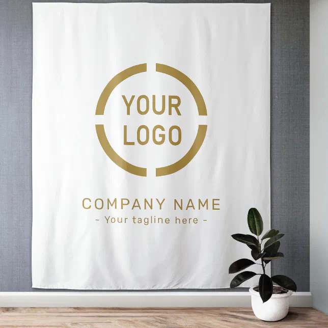 White Custom Company Logo Backdrop For Events | Zazzle