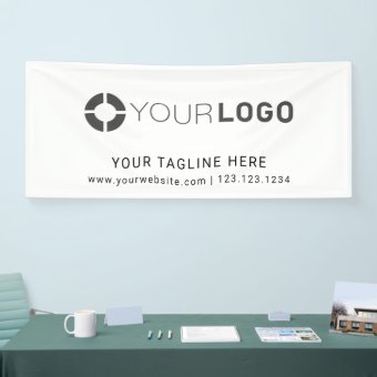 White Custom Company Logo Event Displays Banner | Zazzle