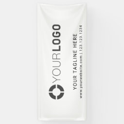 White Custom Company Logo Event Displays Banner | Zazzle