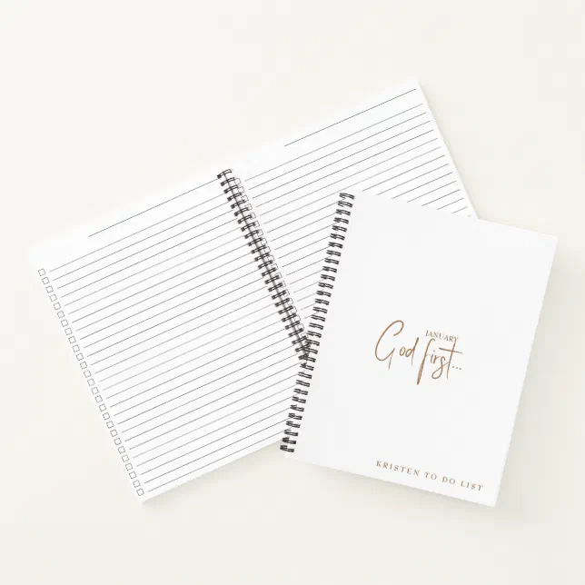 White Custom God 1st Monthly To Do List Checklist Notebook | Zazzle
