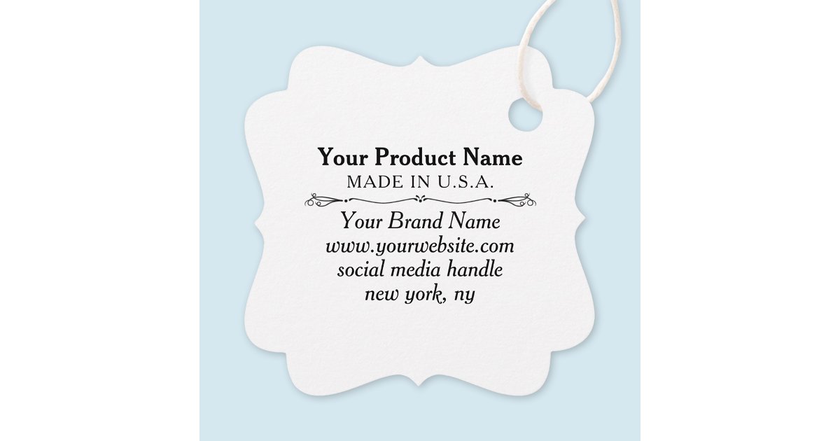White Custom Retail Brand Tags with String Bracket | Zazzle