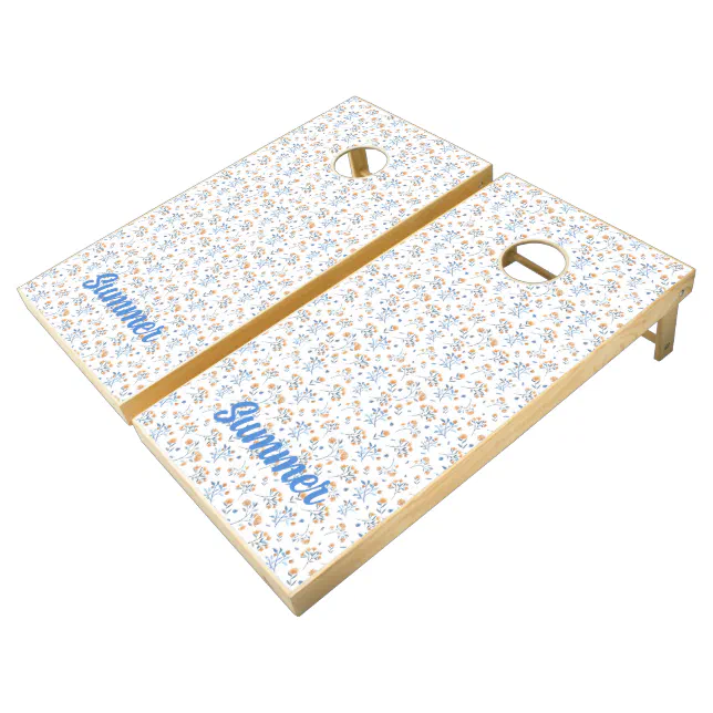 White Custom Trendy Vintage Wildflower Pattern Cornhole Set | Zazzle