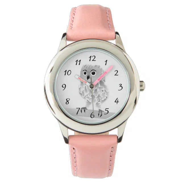 White Cute Owl Numbers Watch | Zazzle