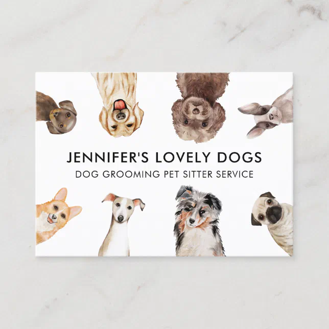White Cute Small Size Dogs Pet Sitter Business Card | Zazzle