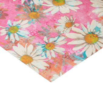 White Daisies on Pink Floral Pattern Tissue Paper | Zazzle