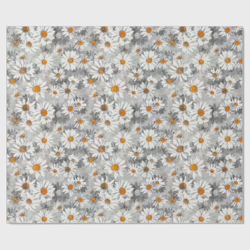 White Daisies Pattern Wrapping Paper | Zazzle