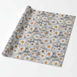 White Daisies Pattern Wrapping Paper | Zazzle