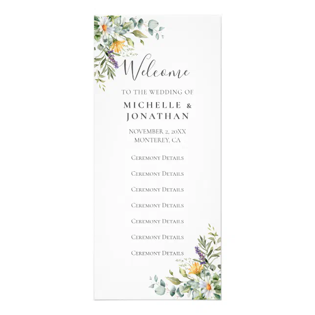 White Daisies Wedding Program | Zazzle