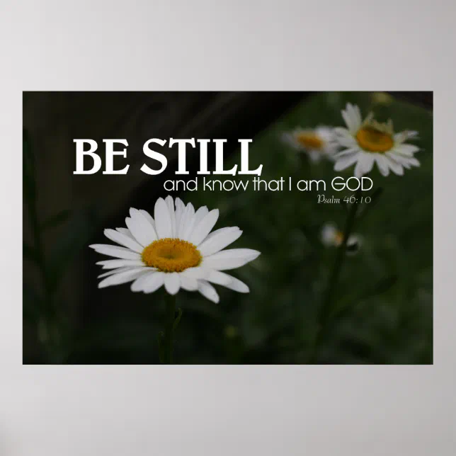 White Daisies with Optional Bible Verse Poster | Zazzle