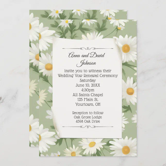 White Daisy Design for Vow Renewal Invitation | Zazzle