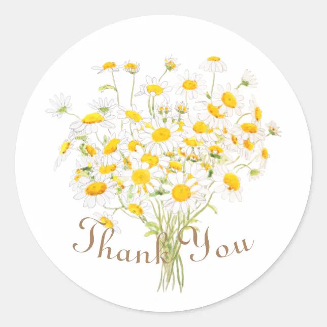 white daisy flower classic round sticker | Zazzle