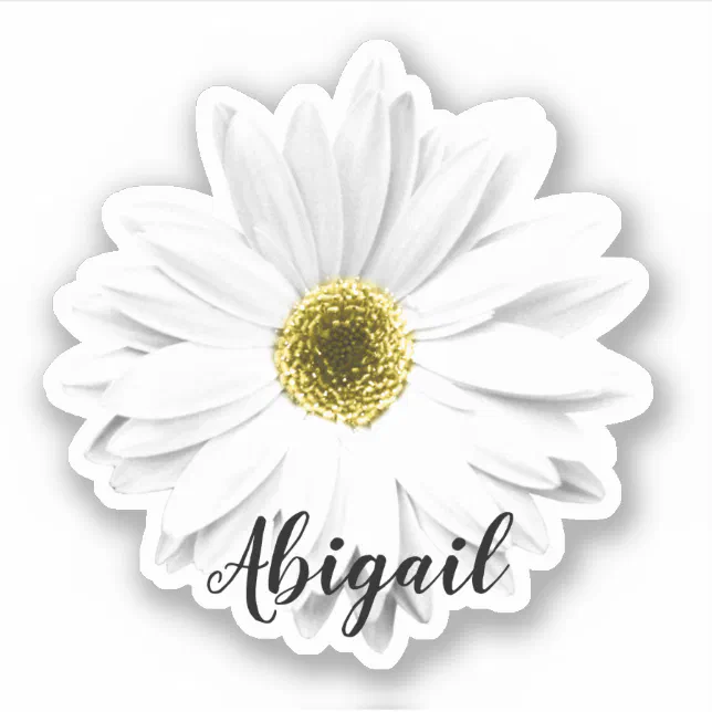 White Daisy Flower Name Sticker | Zazzle
