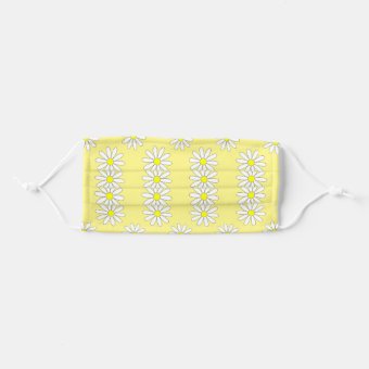 White Daisy Flowers On A Yellow Adult Cloth Face Mask | Zazzle