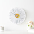 white daisy large clock | Zazzle
