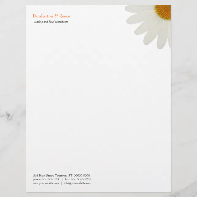 White Daisy Letterhead | Zazzle