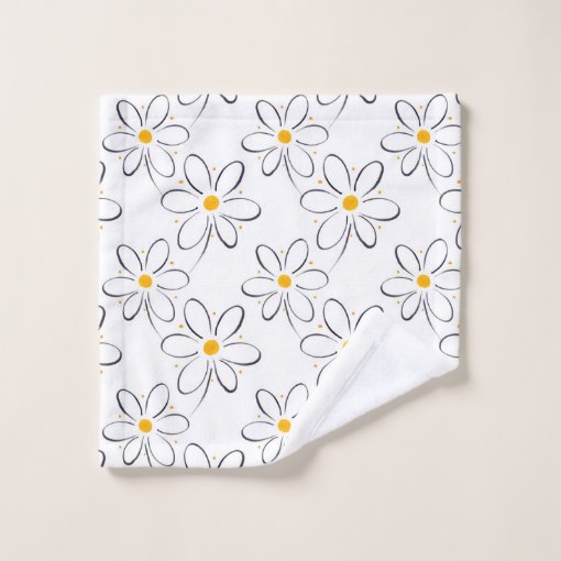 White Daisy Pattern Bath Towel Set | Zazzle