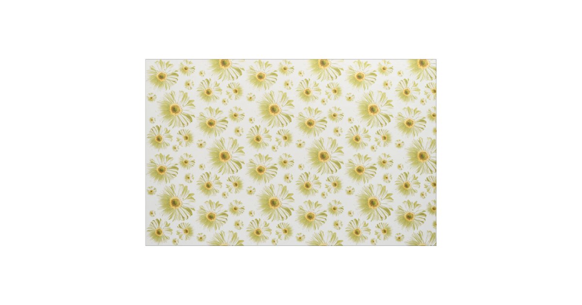 White Daisy Pattern Fabric | Zazzle