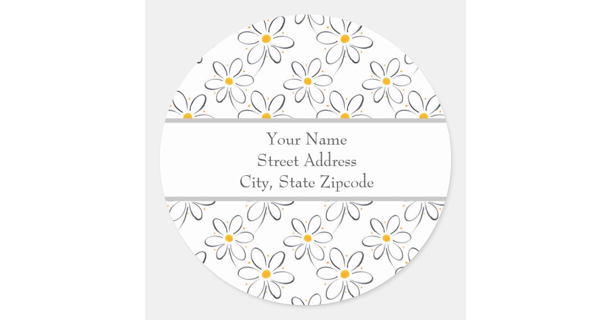 'White Daisy Pattern' Labels | Zazzle