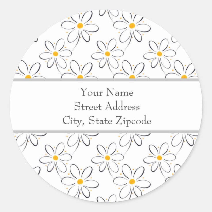 'White Daisy Pattern' Labels | Zazzle