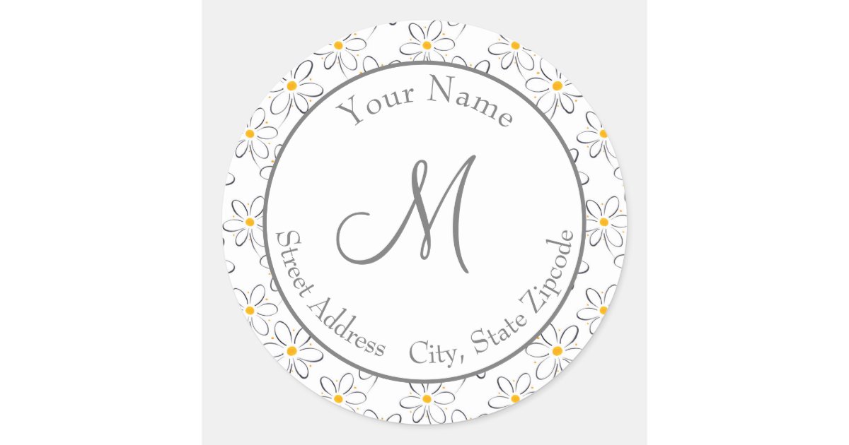 'White Daisy Pattern' Labels | Zazzle