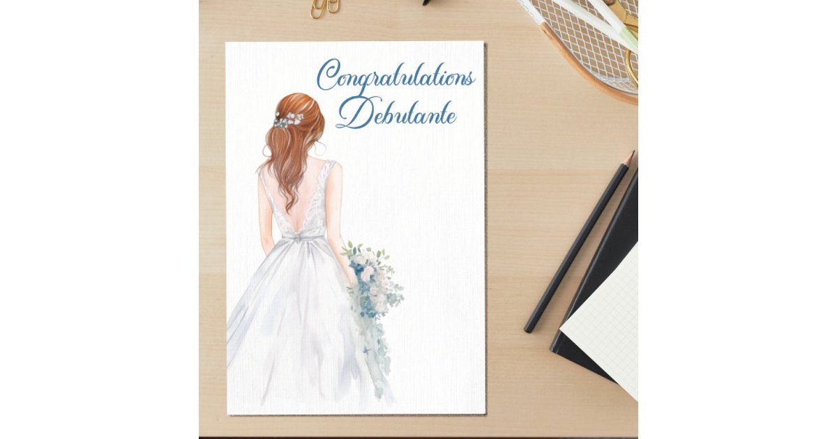 White Debutante Ballgown Congratulations Card | Zazzle