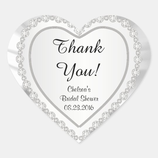 White Diamond Heart on White Satin Heart Sticker | Zazzle.com